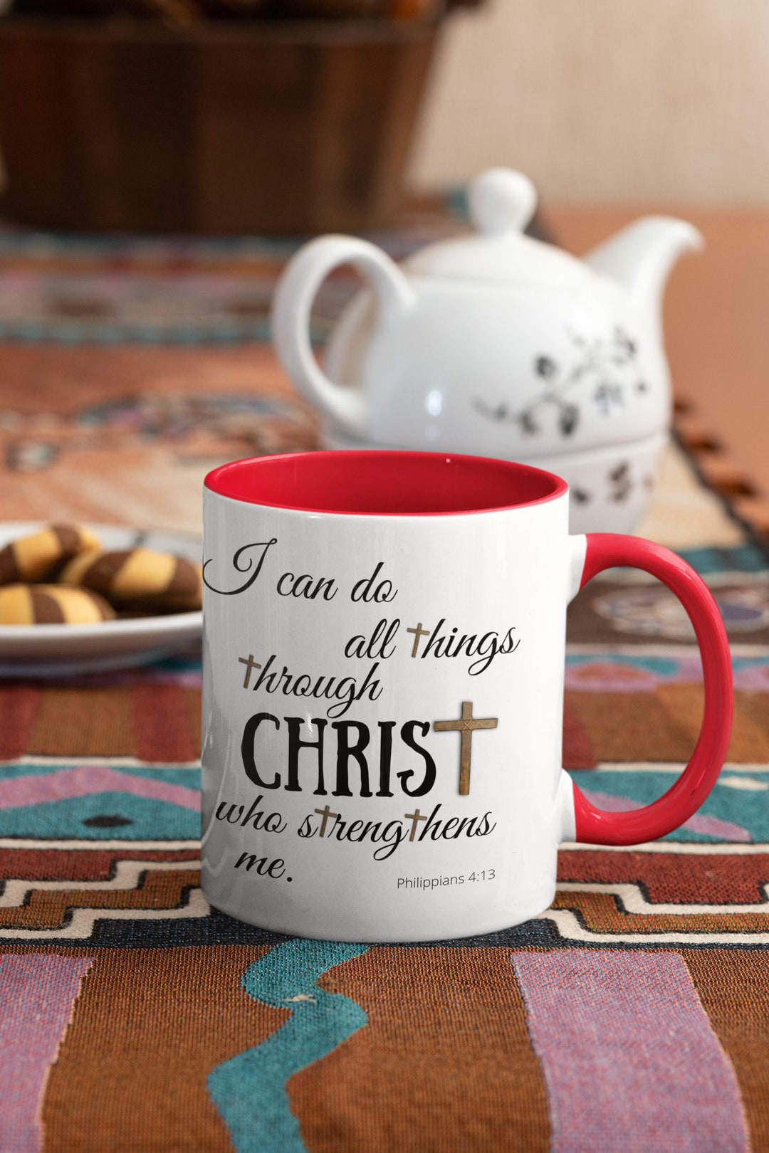 CHRIST COFFEE MUG - Religious Coffee Mug - Mug With Scripture - Cross ...