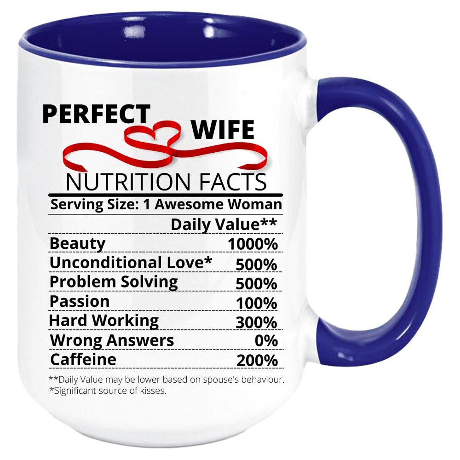 WIFE NUTRITION FACTS Mug - Funny Wife Gift - Mugs for Wife - Kitchen ...