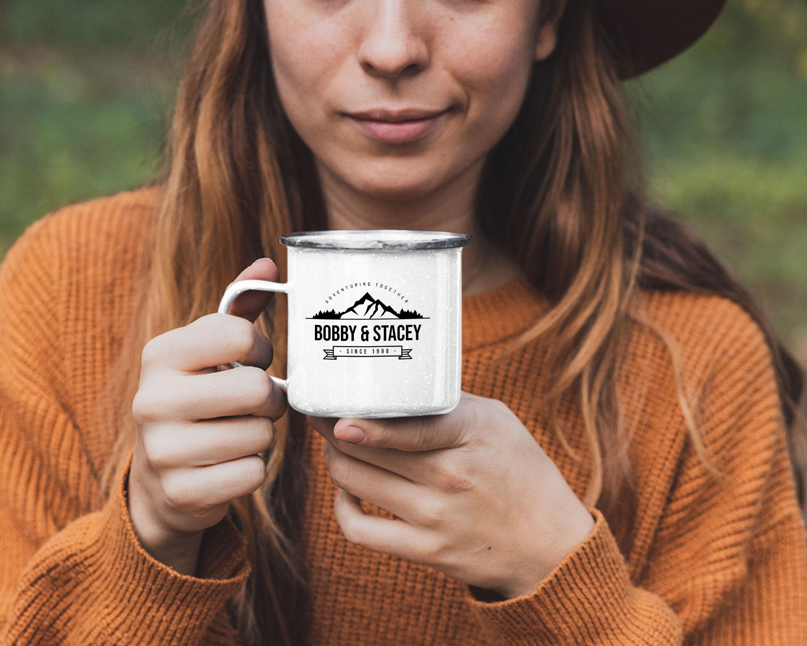 Mountain Coffee Mug | Mountain Cup | Mountain Hiking Mug | Enamel ...