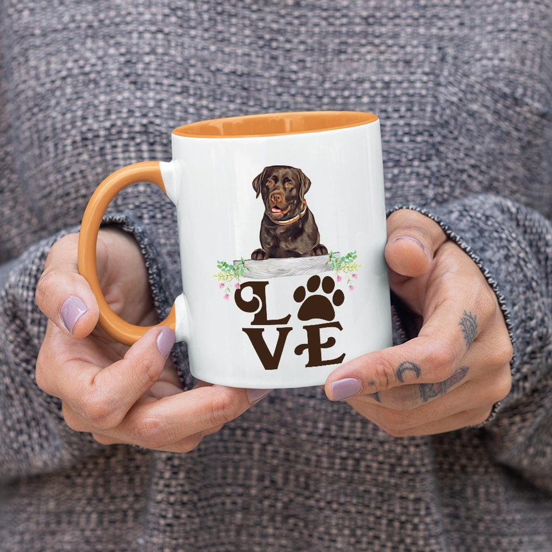 CHOCOLATE LAB MUG - Tasse Love Chocolate Lab Paw Print - Mug à café ...