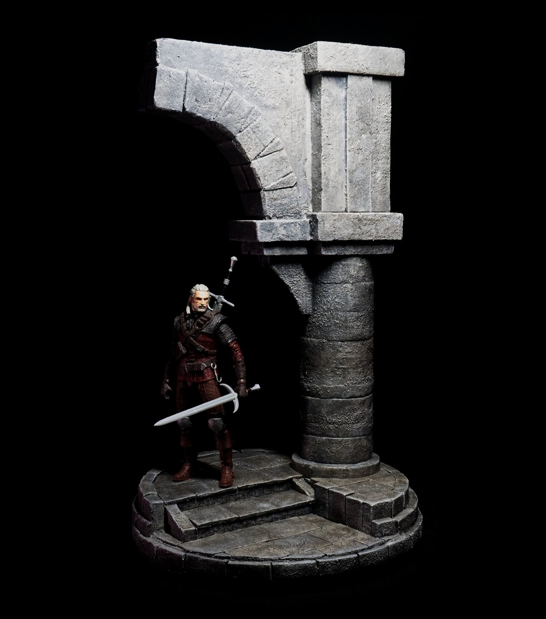 Half Arch Round Column Riser Diorama Dirty Gray - Etsy