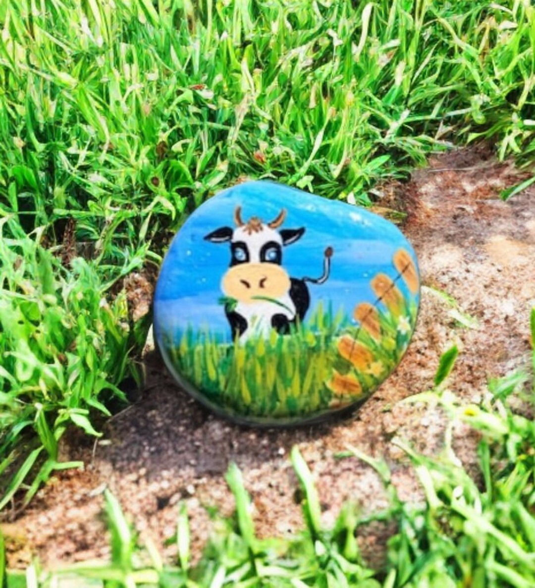 Cow Painted Rock, Kindness Rock, Rock Garden - Etsy