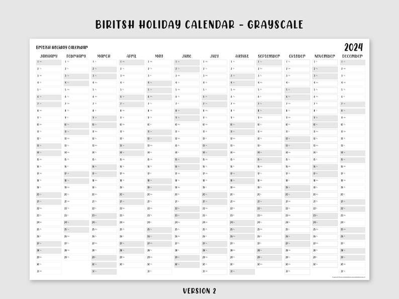 Printable 2024 Calendar Bundle: British Holidays & Annual Calendar in ...
