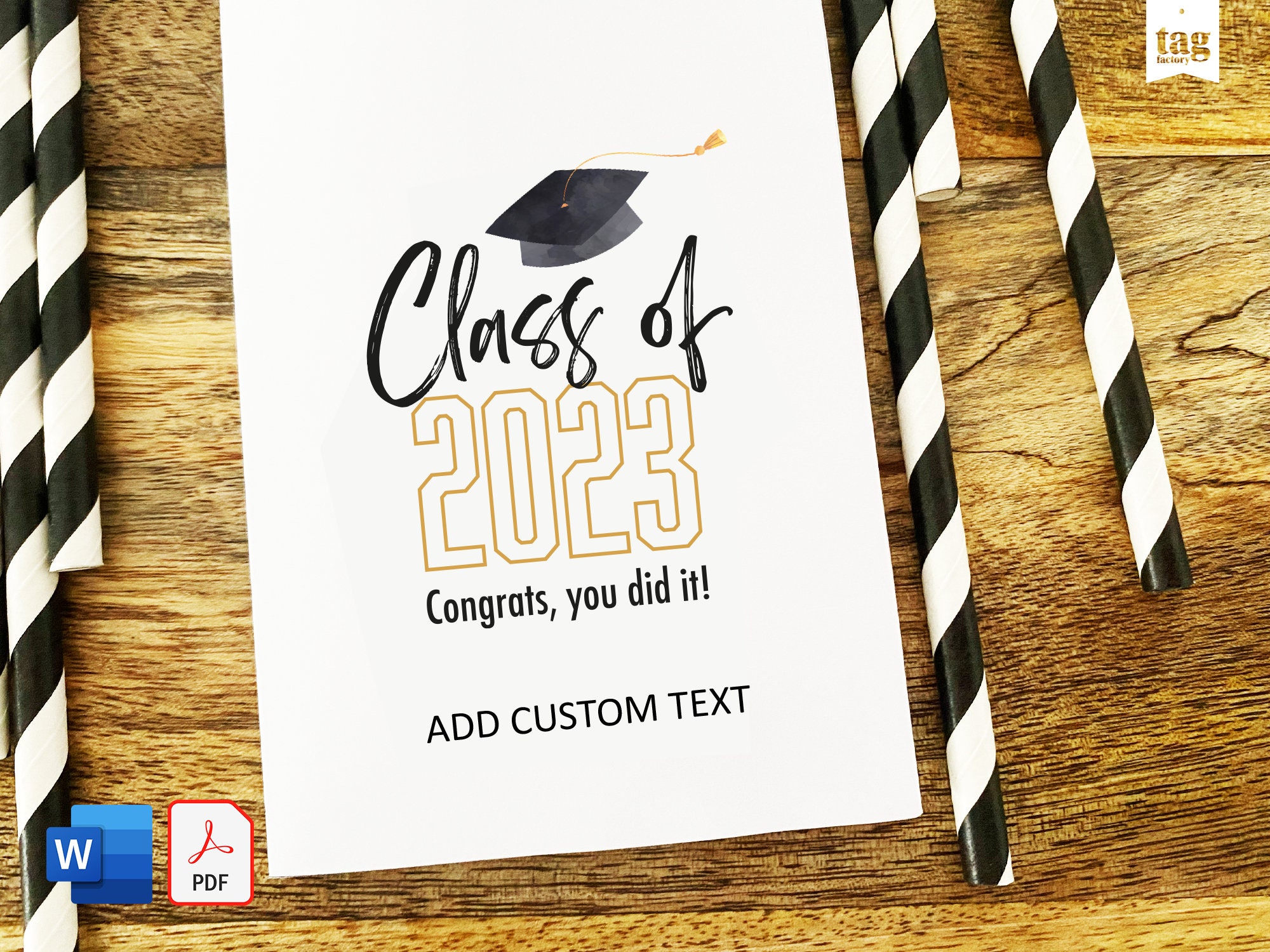 Graduation Class of 2023 Cutlery Pouch Wrapper Template, Printable ...
