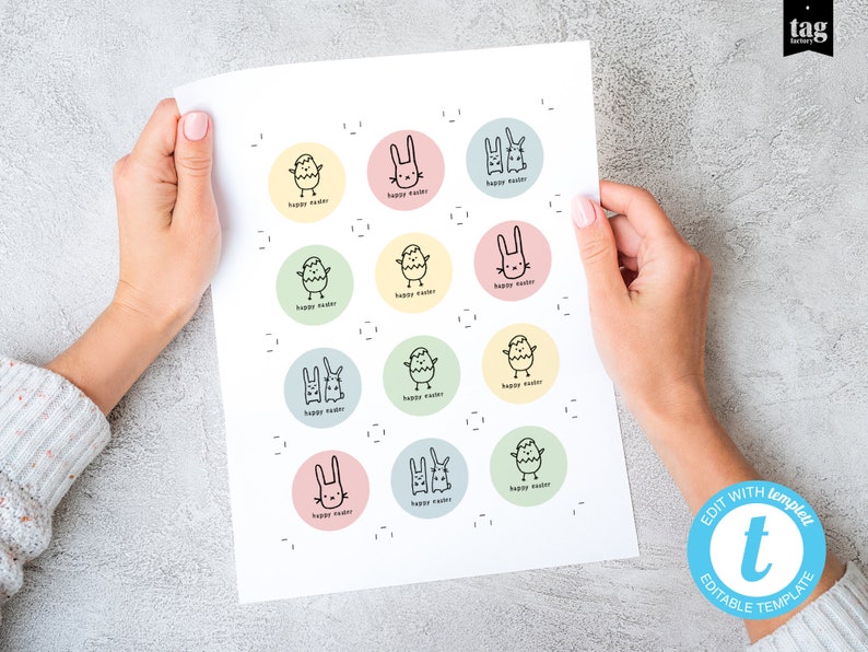 Easter Stickers Printable EASTER Treat Tag Sticker Personalise Easter ...