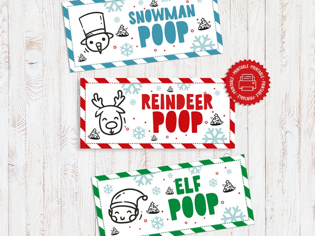 SNOWMAN POOP Bag Wrapper Printable, Christmas Favors, Christmas ...