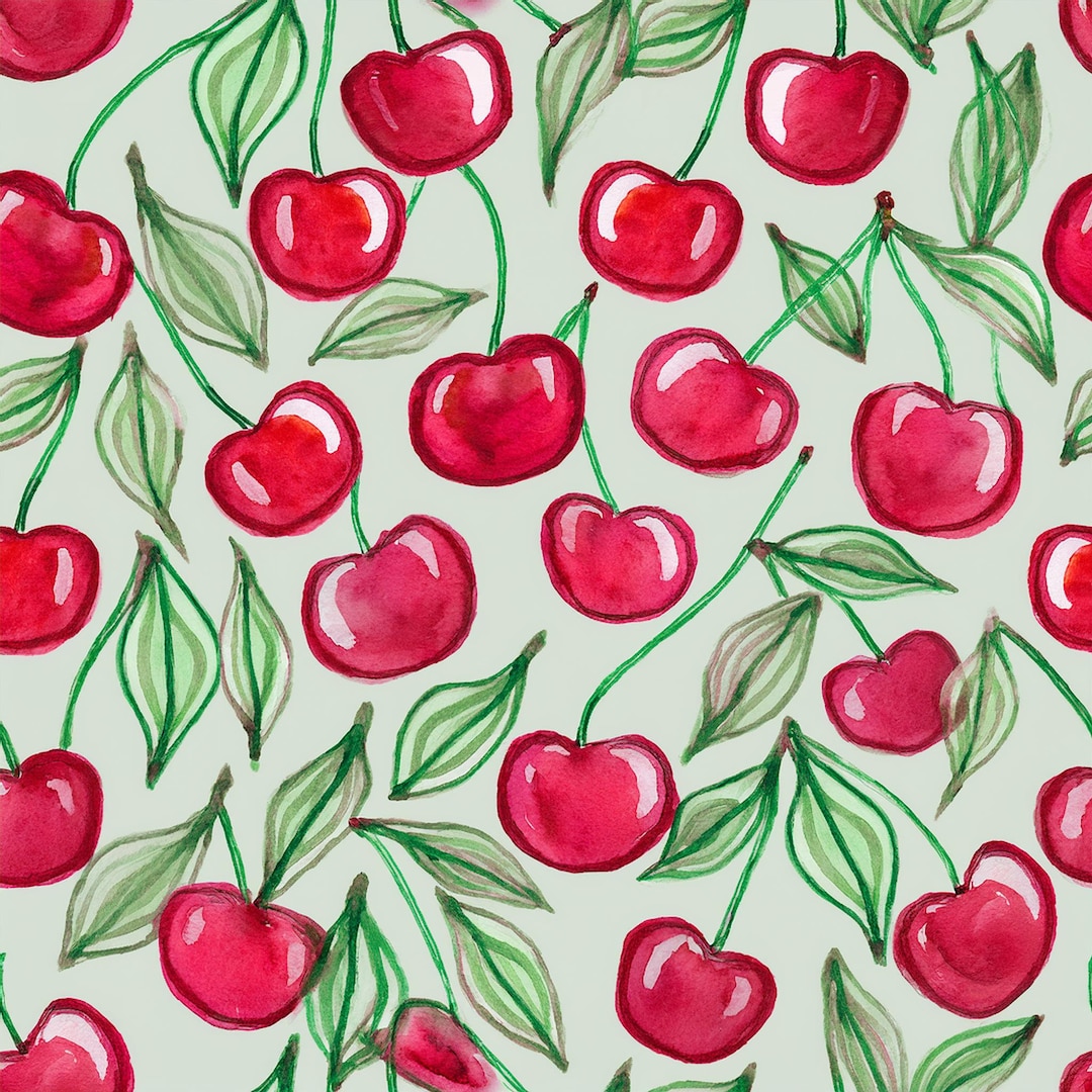 Cherries Paper Printable, Cherry Pattern, Cherries Pumpkin Party Favor ...
