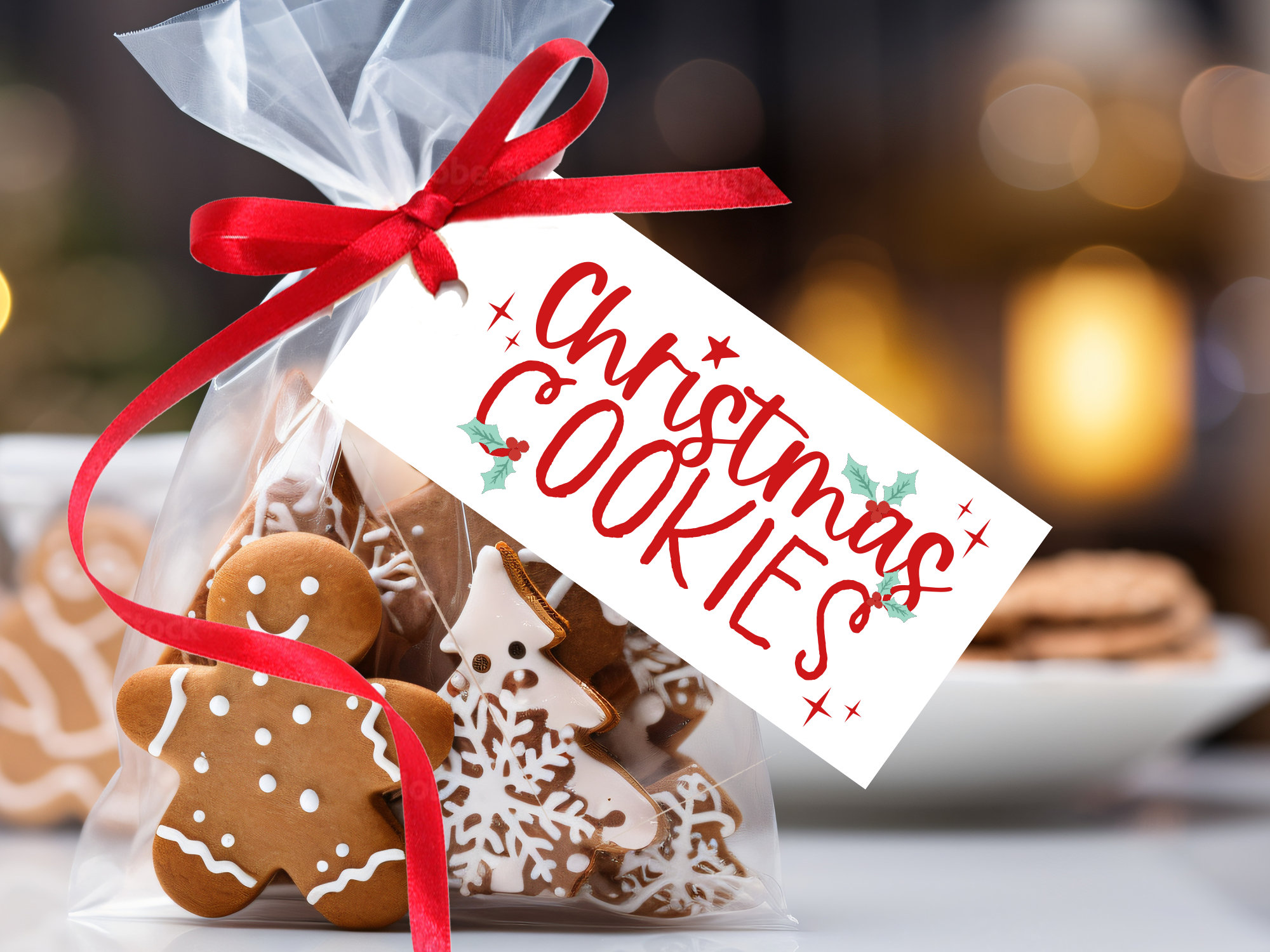 Christmas COOKIES Gift Tag Printable, Christmas Gift Box Editable ...