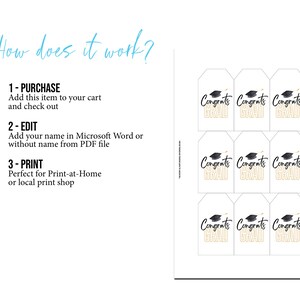CONGRATS GRAD 2023 Gift Tag Printable, Graduation Cap Treat Tag ...