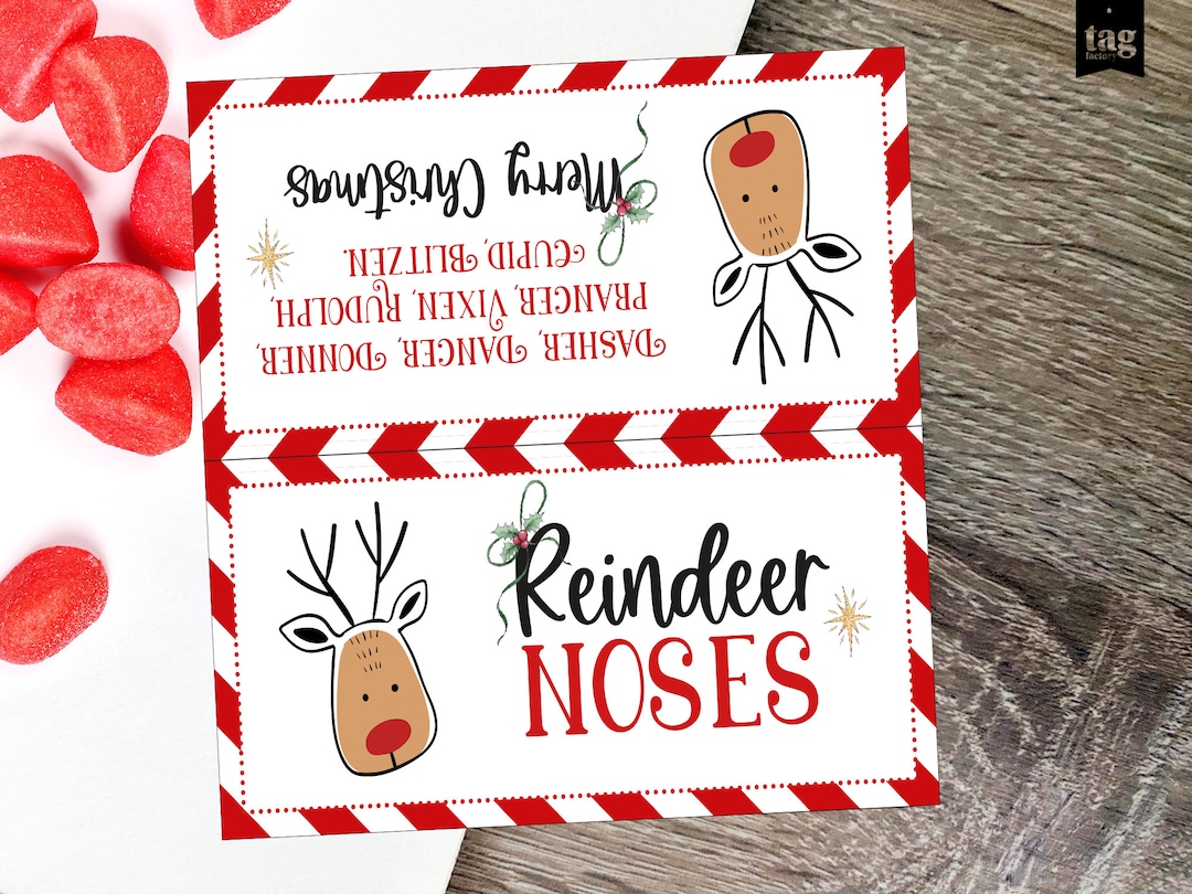 Reindeer NOSES Bag Topper Reindeer Nose Christmas Treat Tag - Etsy