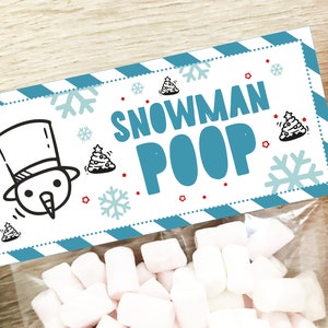 SNOWMAN POOP Bag Wrapper Printable, Christmas Favors, Christmas ...