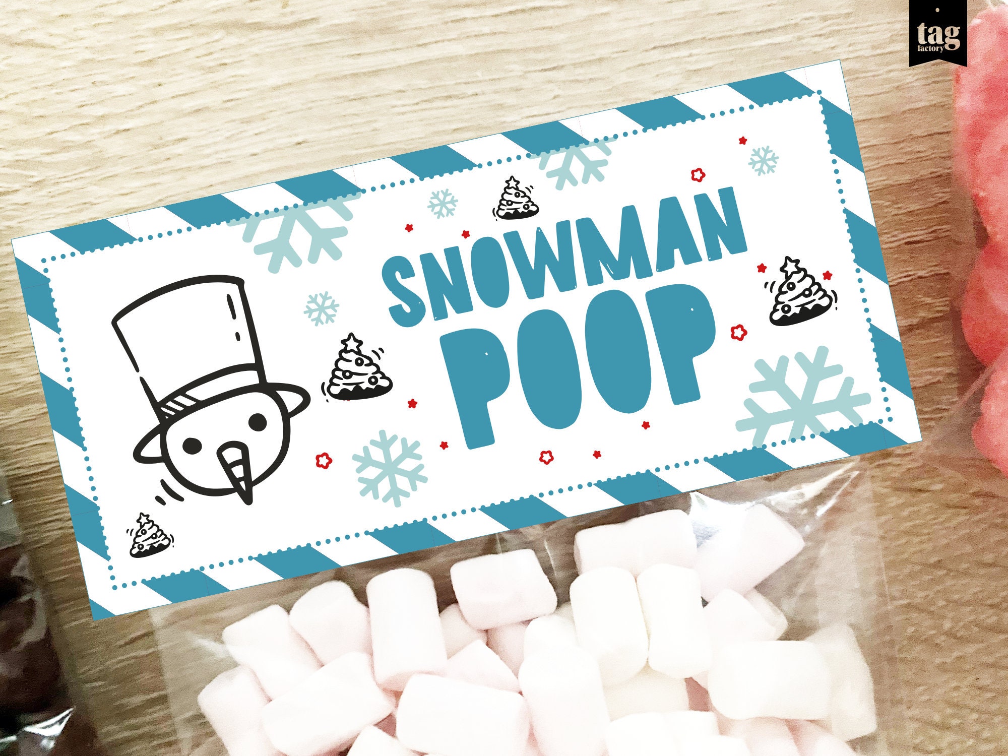 SNOWMAN POOP Bag Wrapper Printable, Snowman Elf Reindeer Poop Favor ...