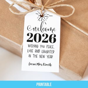 HAPPY NEW YEAR Gift Tag Printable // New Year Wishes Treat Tag Digital ...