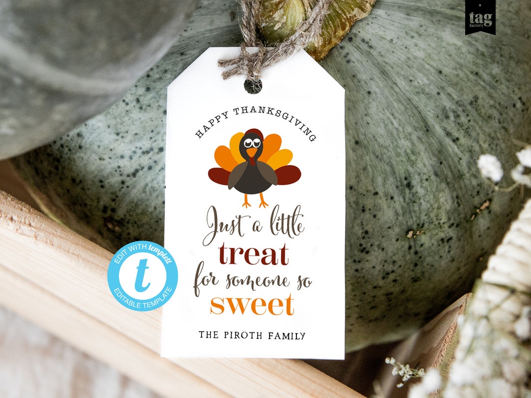 Thanksgiving Turkey Gift Tag Printable, Thanksgiving Turkey Party Favor ...