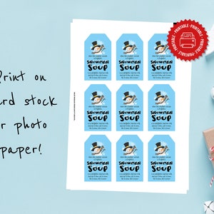 SNOWMAN SOUP Treat Tag Printable // Frosty Snowman Soup Gift Tag ...