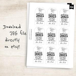 HAPPY NEW YEAR Gift Tag Printable // New Year Wishes Treat Tag Digital ...