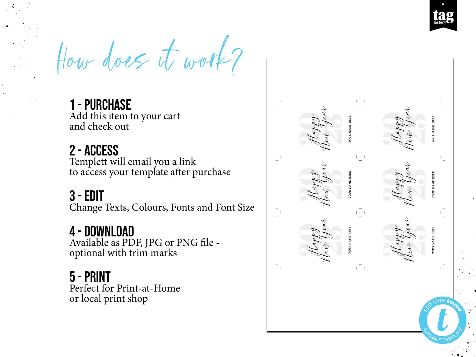 HAPPY NEW YEAR Gift Tag Printable // New Year Wishes Editable Treat Tag ...