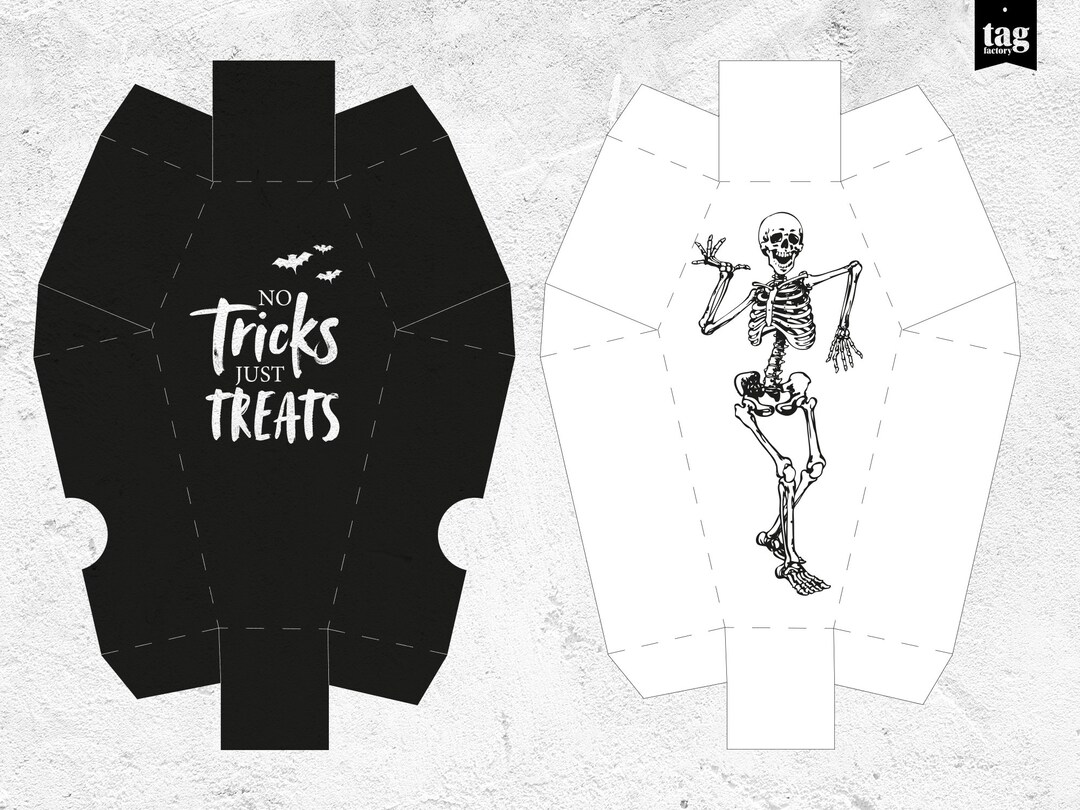 No Tricks Just Treats Coffin Box Halloween Party Printable, Horror ...