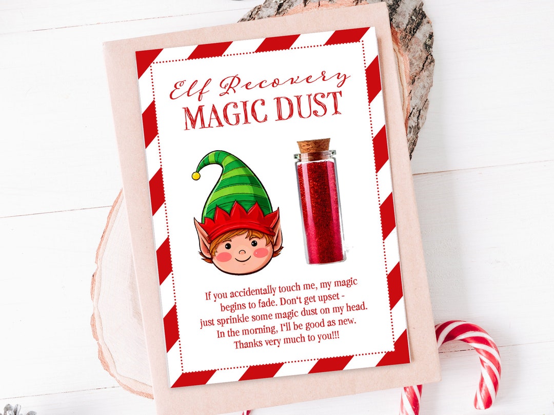 Elf Magic Dust Gift Tag Printable, Elf Recovery Magic Dust Favor Treat ...