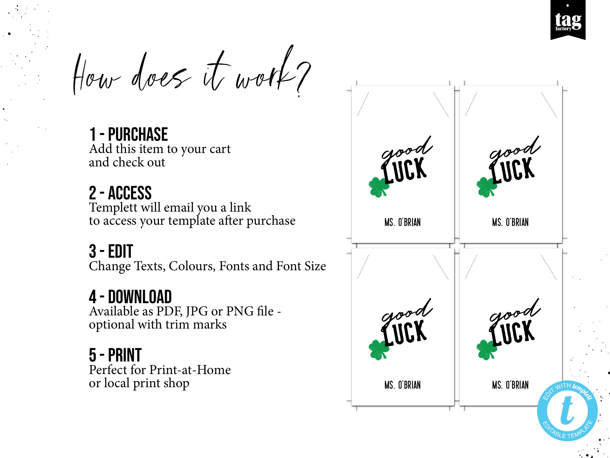 GOOD LUCK TAG Printable Edible Good Luck Personalise - Etsy