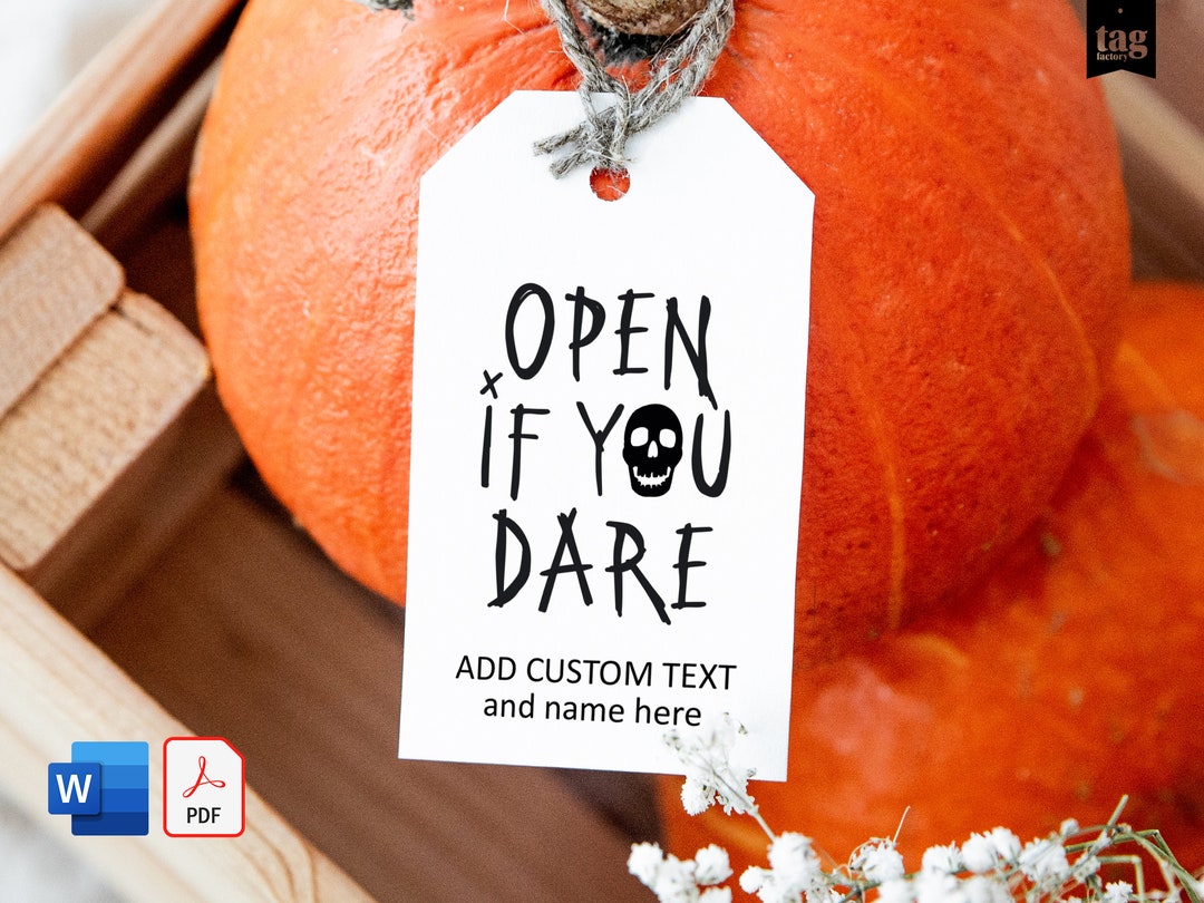 Open If You Dare TREAT Tag Printable, Editable Halloween Favor Tag ...