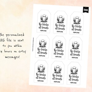 No Tricks Just Treats Tag Printable, Trick Treat Horror Party Favor Tag ...