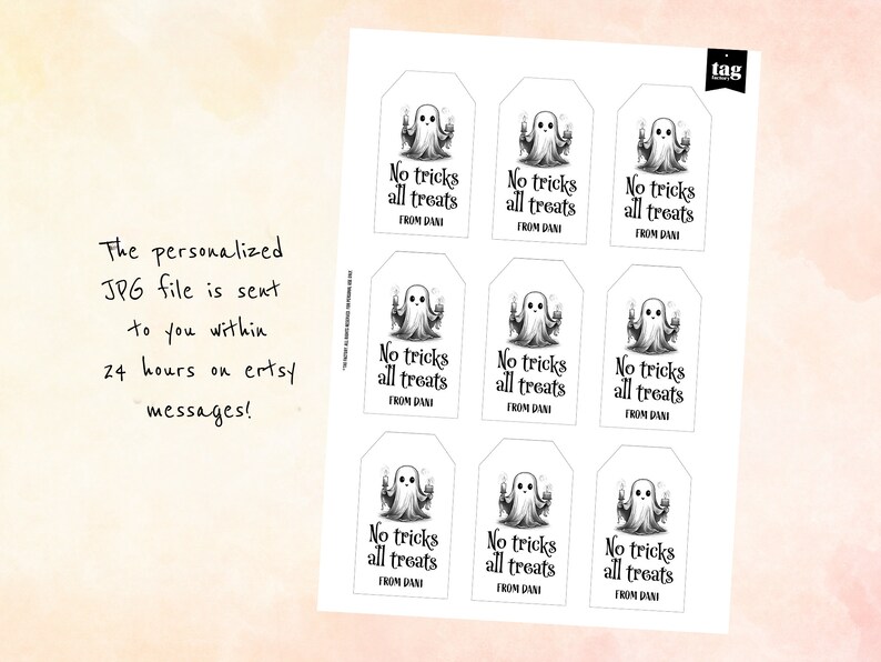 No Tricks Just Treats Tag Printable, Trick Treat Horror Party Favor Tag ...