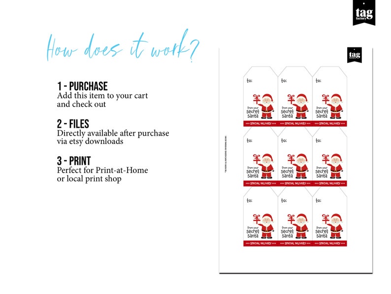 Etiqueta de regalo Secret SANTA imprimible, rústica de etiquetas de ...