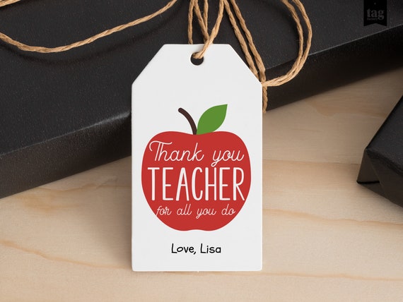 Thank You TEACHER Apple Gift Tag Printable Teacher | Etsy