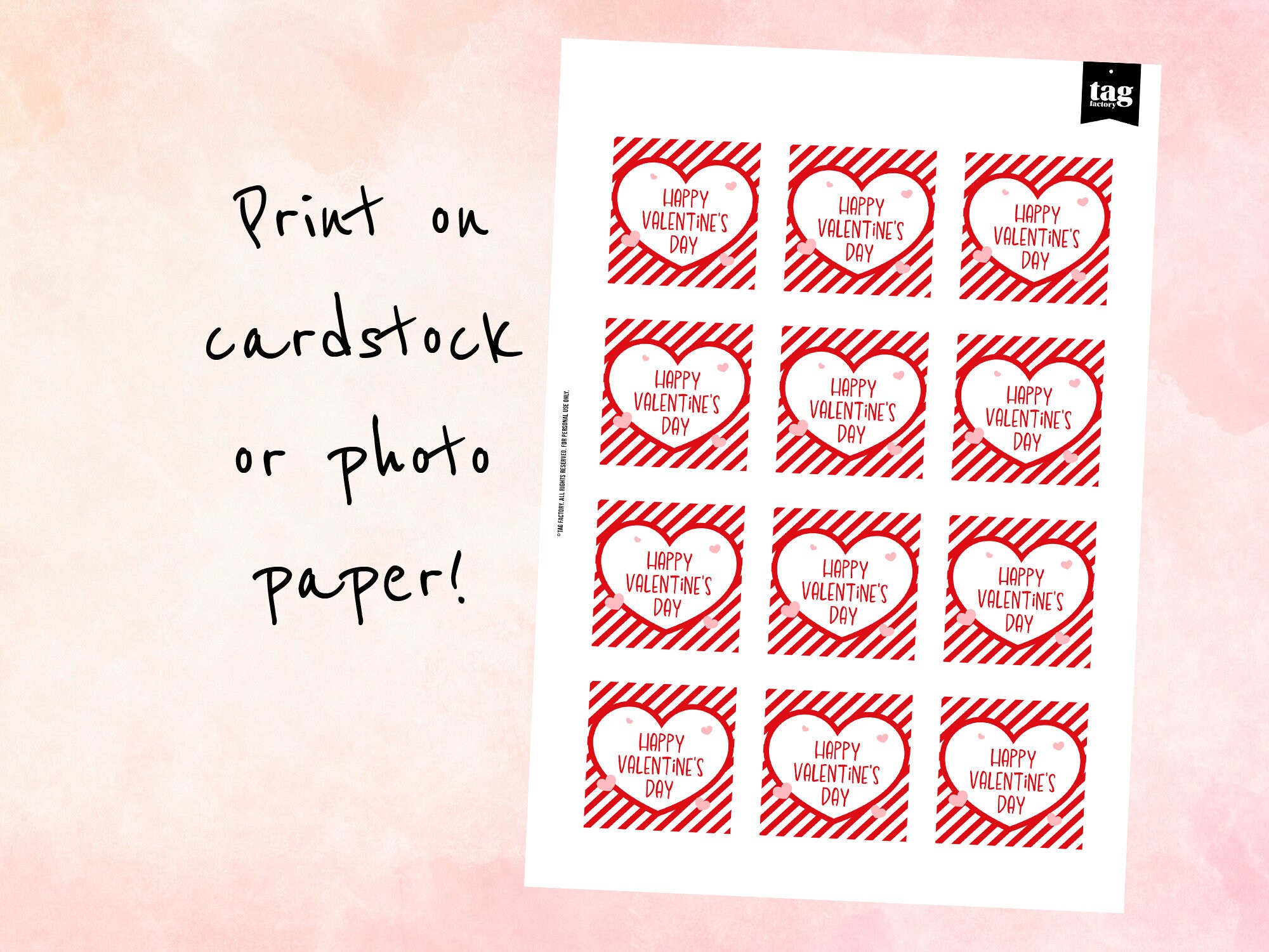 Valentine XOXO Gift Tags Printable, Valentine Favors, Valentine ...