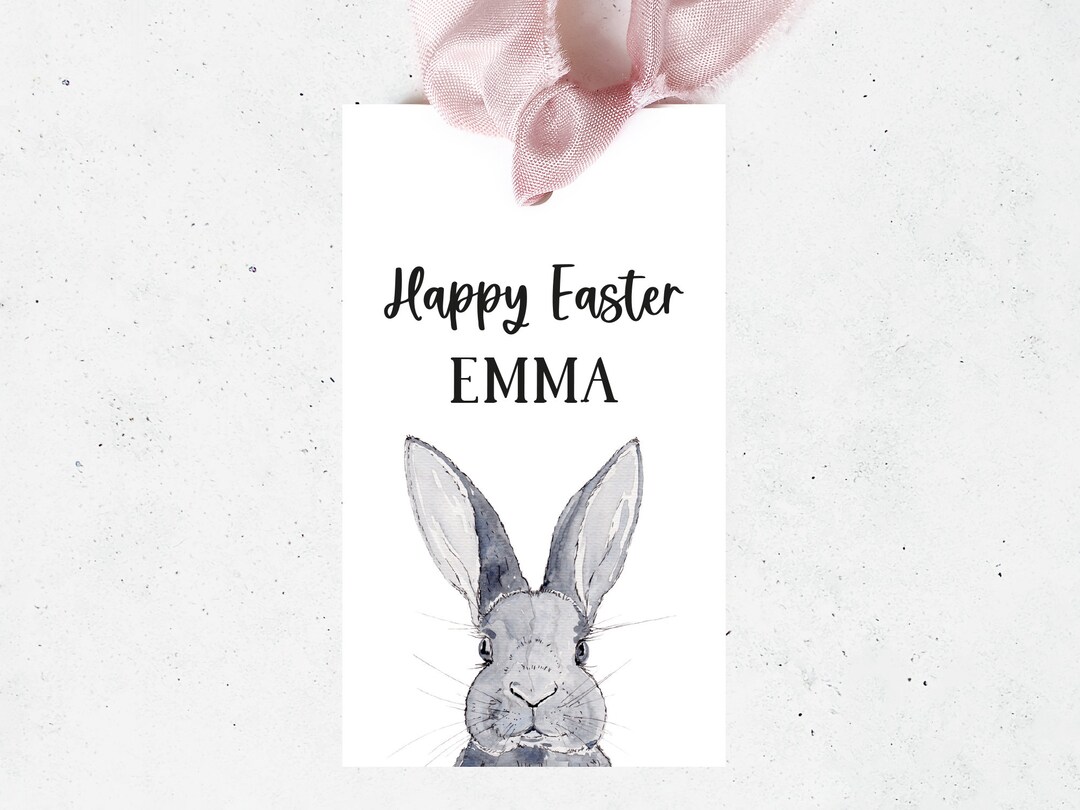 Easter Basket Treat Tag Printable BUNNY EASTER Personalise Easter Bunny ...