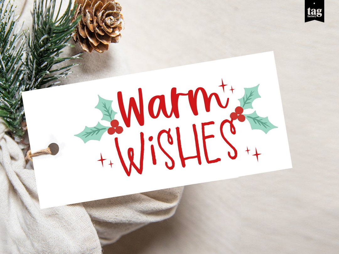 Warm Wishes Cookie Gift Tag Printable, Warm Wishes Gift Tag Digital ...