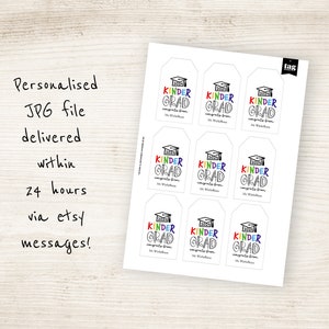 Kindergarten GRAD Class of 2024 Gift Tag, Printable Graduation Cap ...