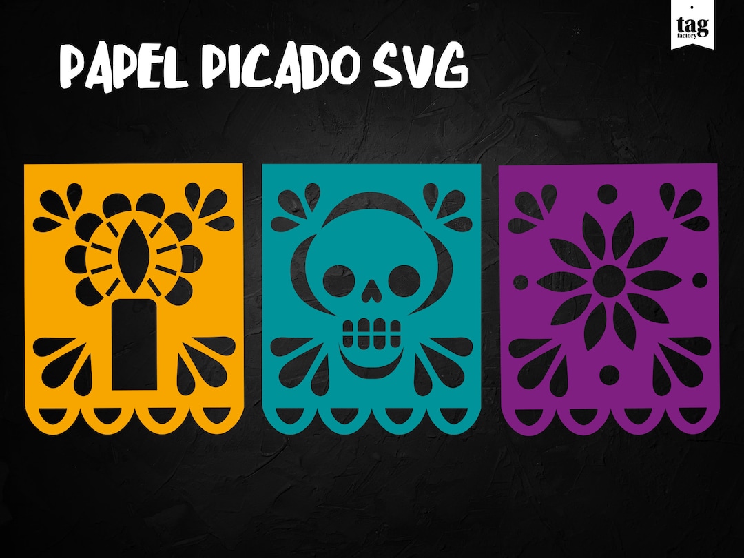 PAPEL PICADO SVG, Halloween Svg Decor, Bunting Day of the Dead Decor ...