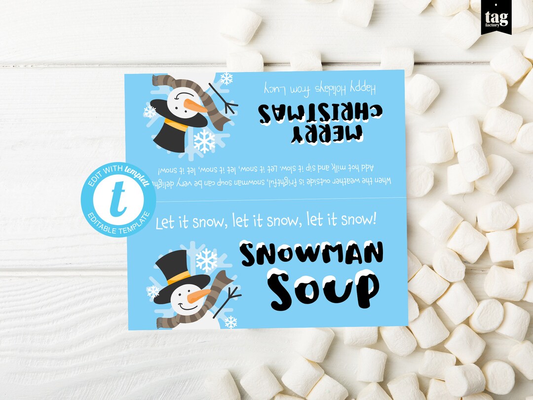 SNOWMAN SOUP Bag Topper Printable Snowman Soup Treat Favor - Etsy