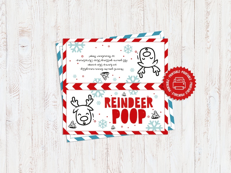 SNOWMAN POOP Bag Wrapper Printable, Snowman Elf Reindeer Poop Favor ...