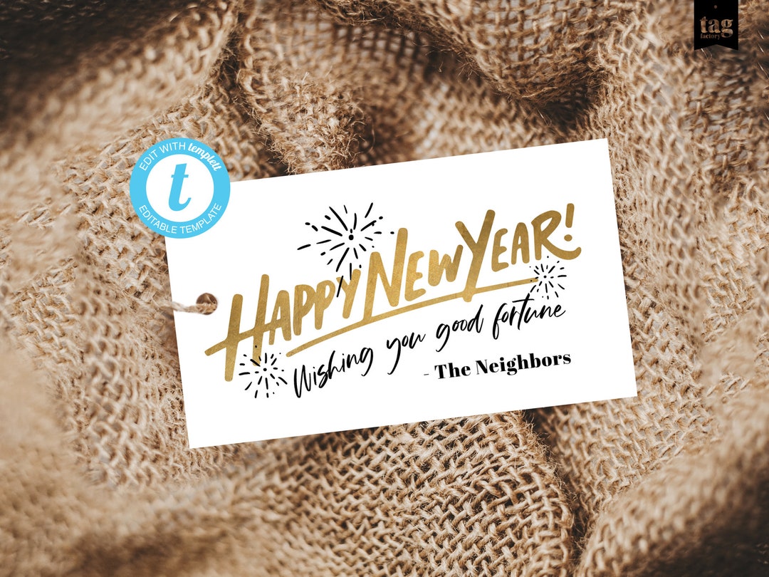 HAPPY NEW YEAR Gift Tag Printable Good Fortune New Year Gift - Etsy