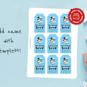 SNOWMAN SOUP Treat Tag Printable // Frosty Snowman Soup Gift Tag ...
