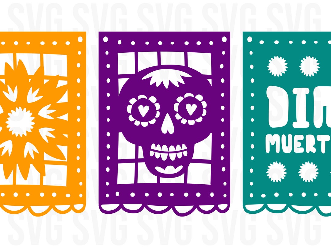 PAPEL PICADO SVG Bunting, halloween svg, Día de Muertos Decoración ...