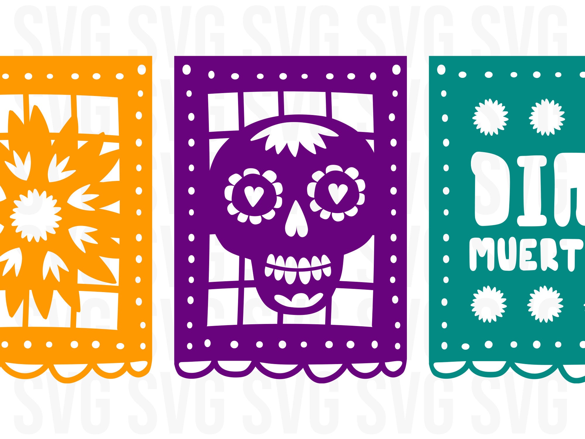 PAPEL PICADO SVG Bunting Day of the Dead Halloween Decor Printable ...