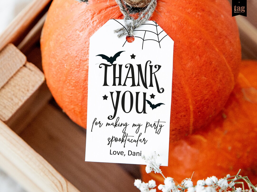 Thank You Halloween Party Tag Printable, Halloween Kids Party, Thankyou ...