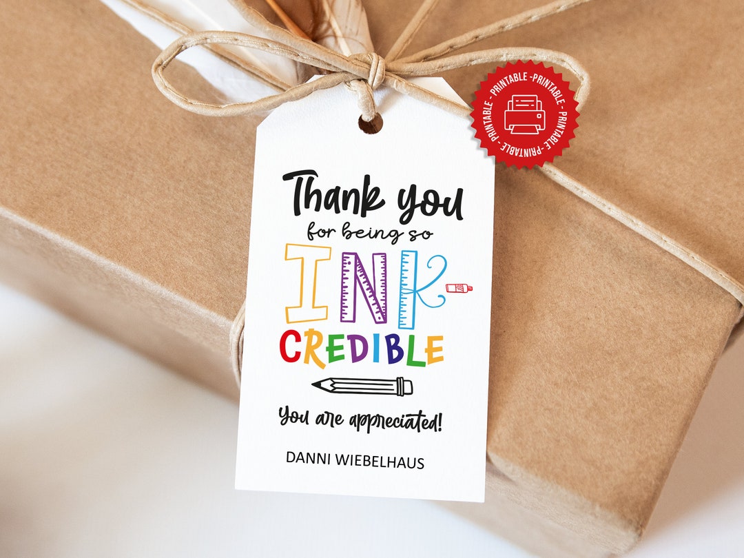 Teacher Appreciation Gift Tag Printable, Teacher Gift Basket, Thank You ...