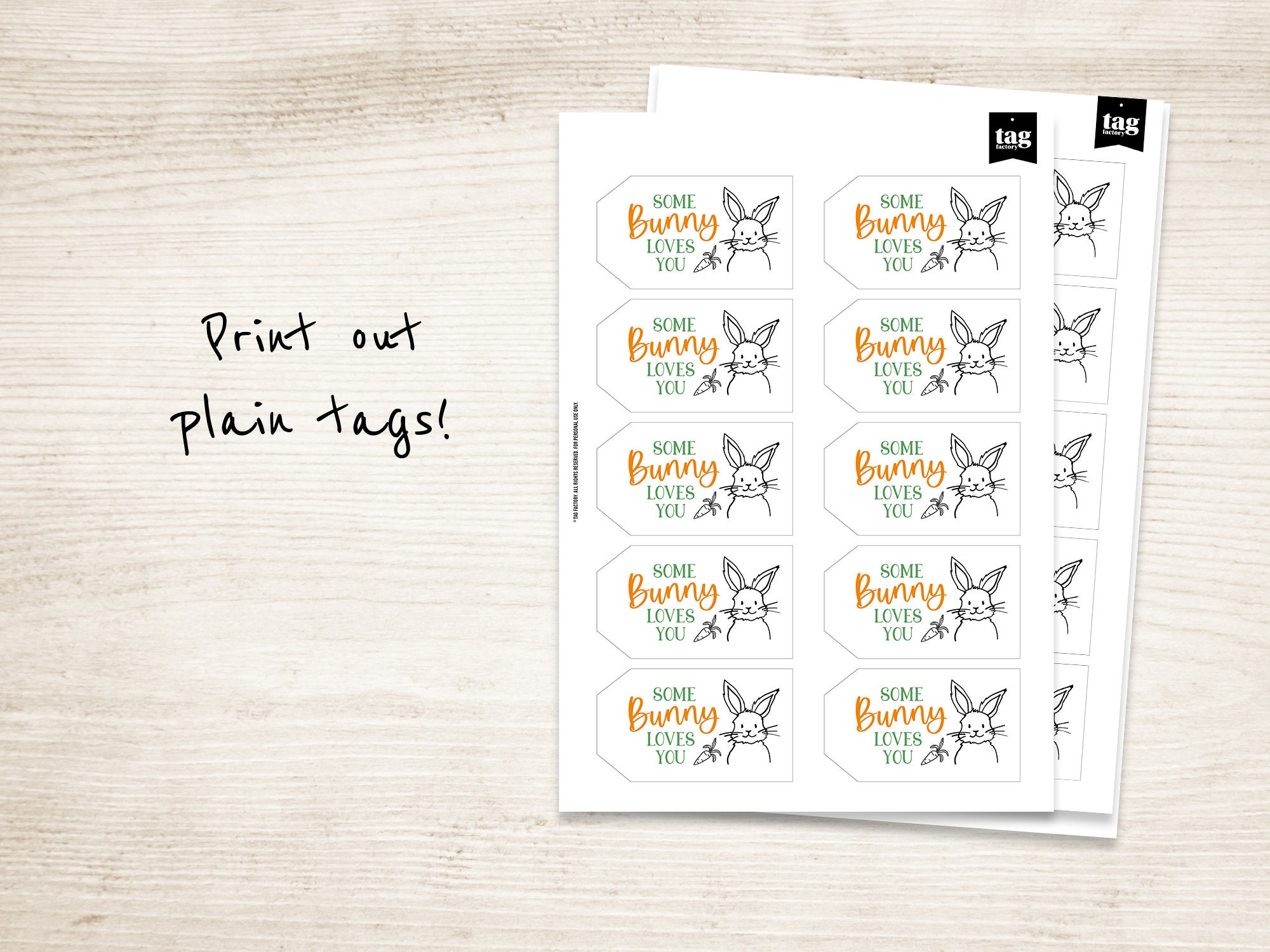 EASTER BASKET Tag Printable Some Bunny Loves You Treat Personalise ...