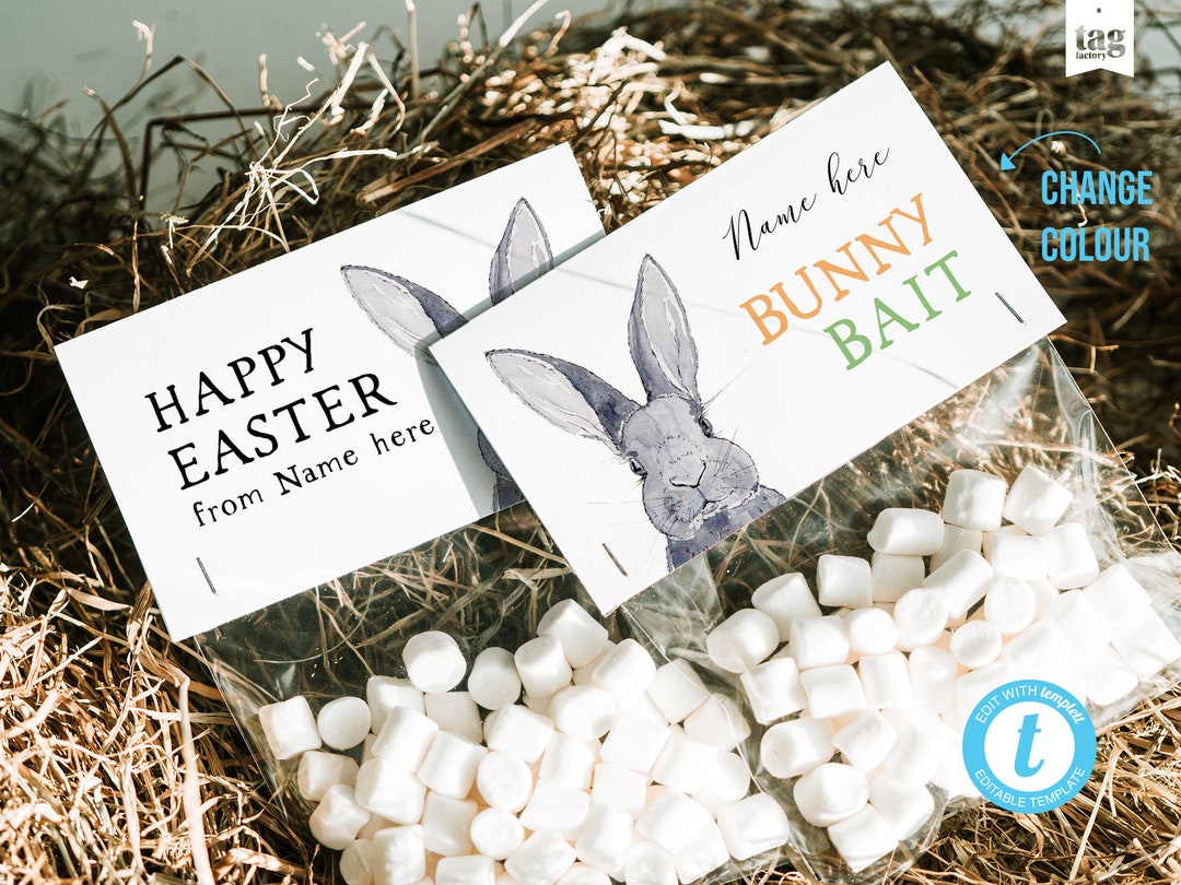 BUNNY BAIT Bag Topper Printable Personalise Easter Treat Candy - Etsy