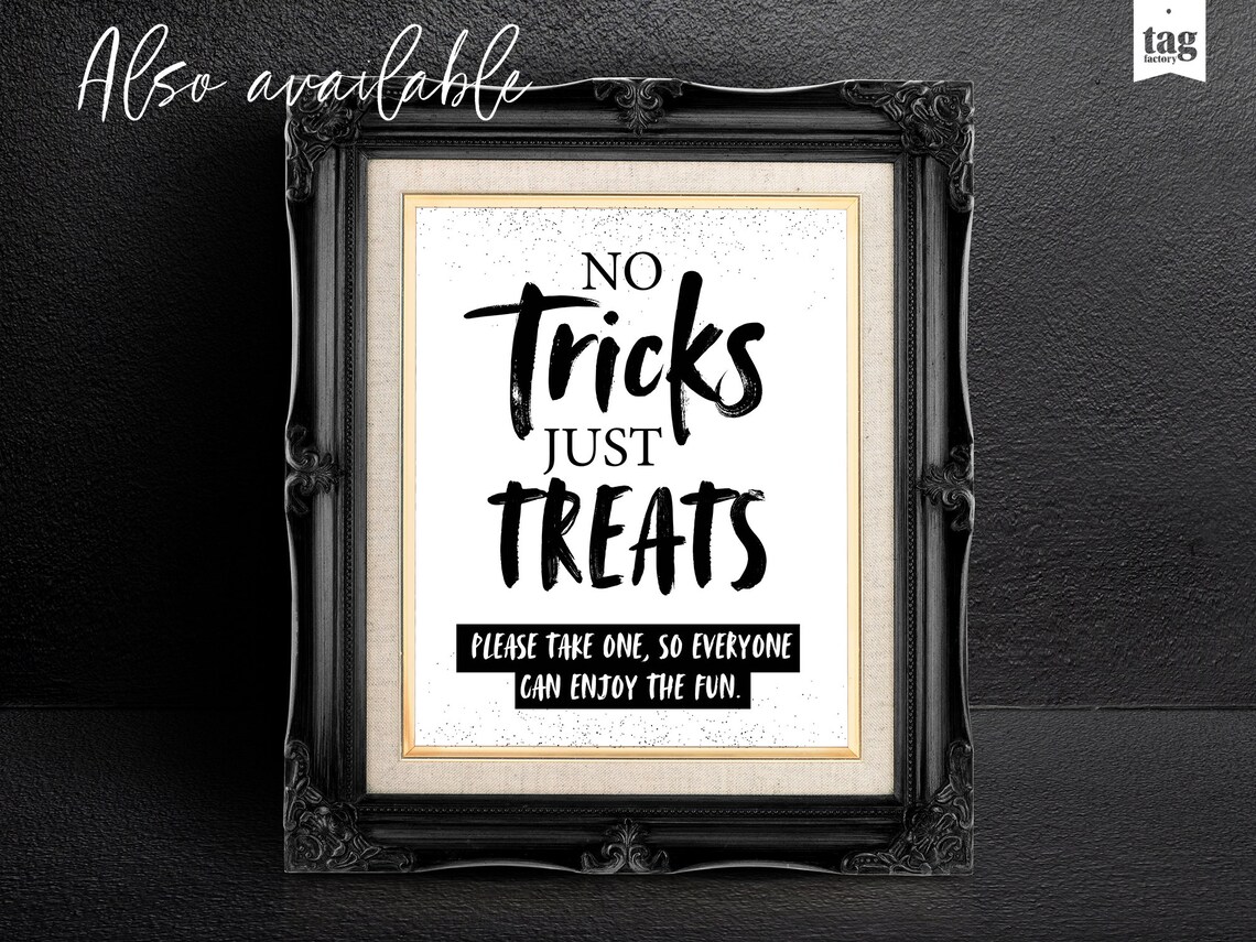 No Tricks Just Treats Tag Printable Trick Treat Horror Party - Etsy