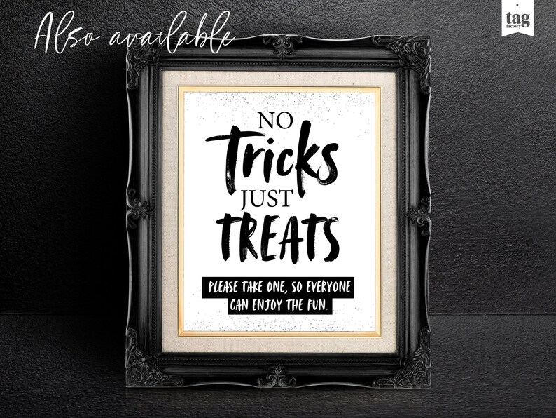 No Tricks Just Treats Tag Printable Trick Treat Horror Party - Etsy