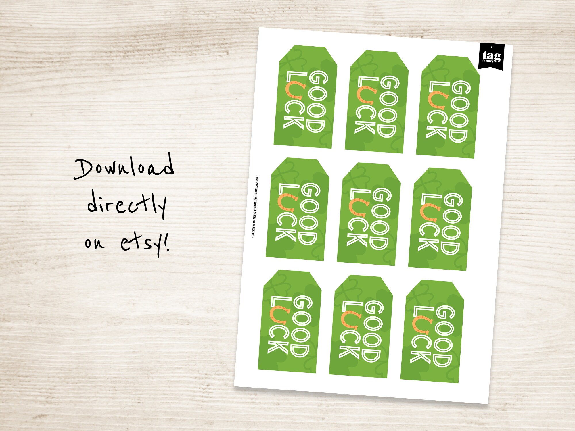 GOOD LUCK TAG Printable Edible Good Luck Personalise St.patrick's Day ...