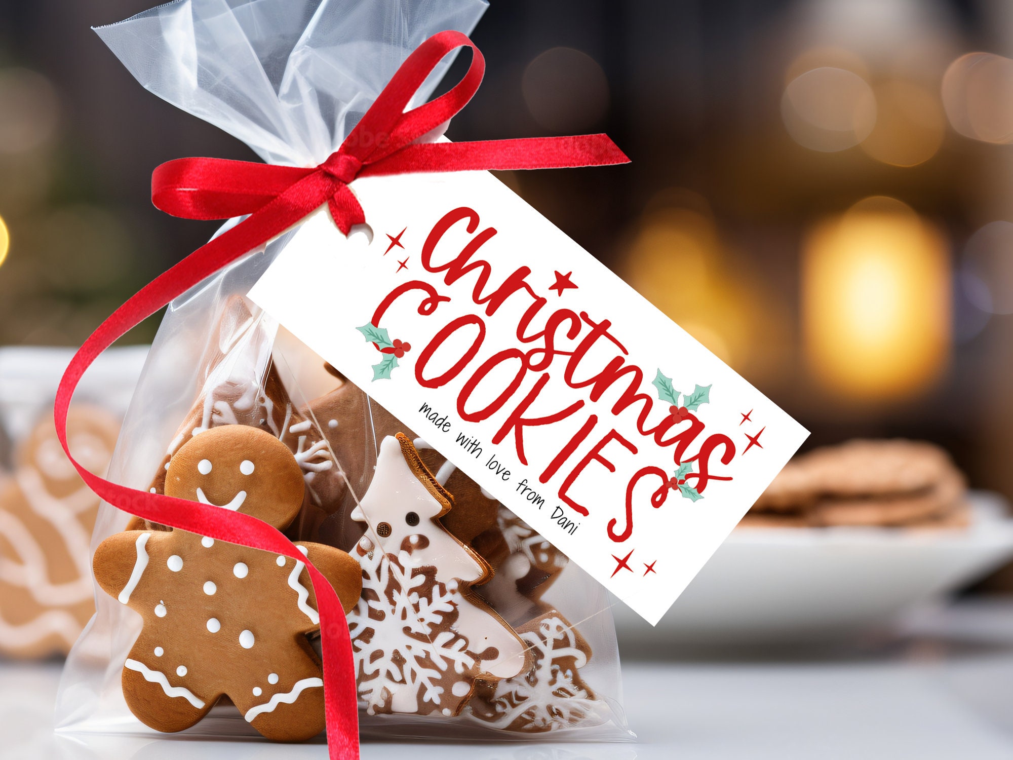 Christmas COOKIES Gift Tag Printable, Christmas Gift Box Editable ...