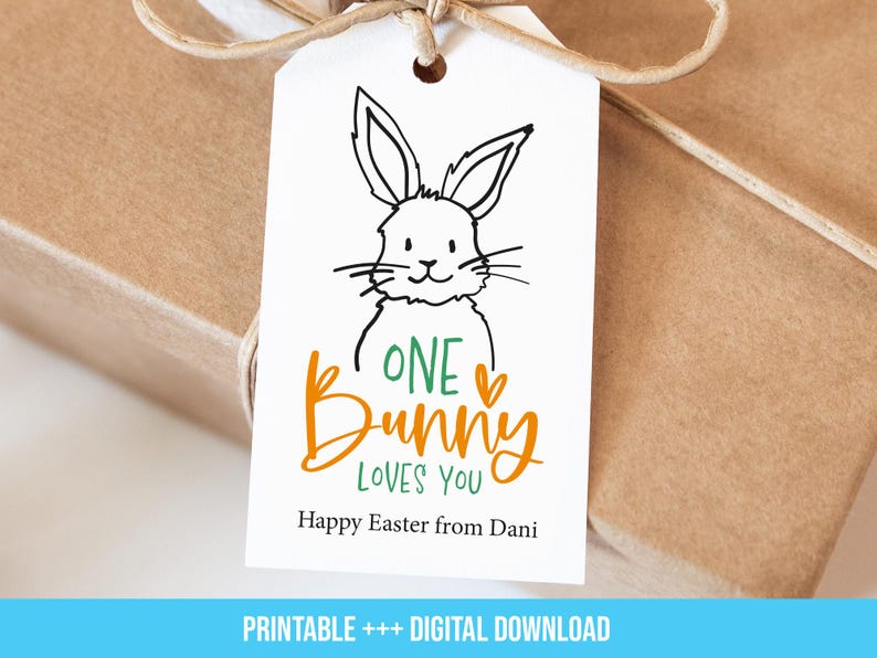 EASTER BASKET Tag Printable Some Bunny Loves You Treat Personalise ...