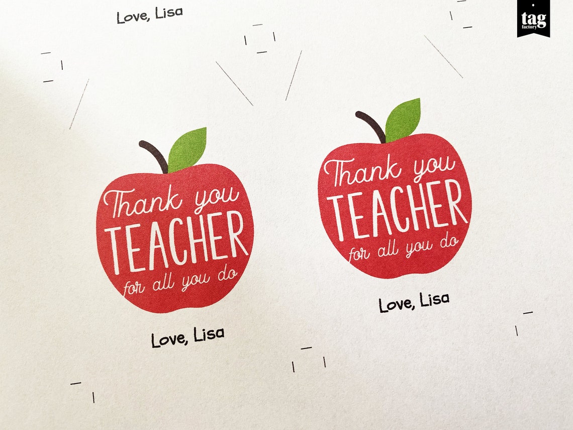 Thank You TEACHER Apple Gift Tag Printable Teacher - Etsy